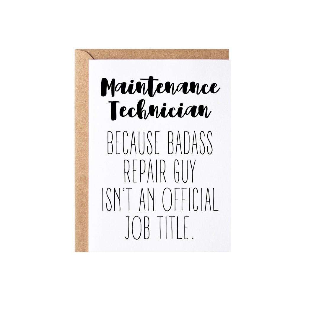 Maintenance Technician Gift, Card | Funny Maintenance Tech Student ...