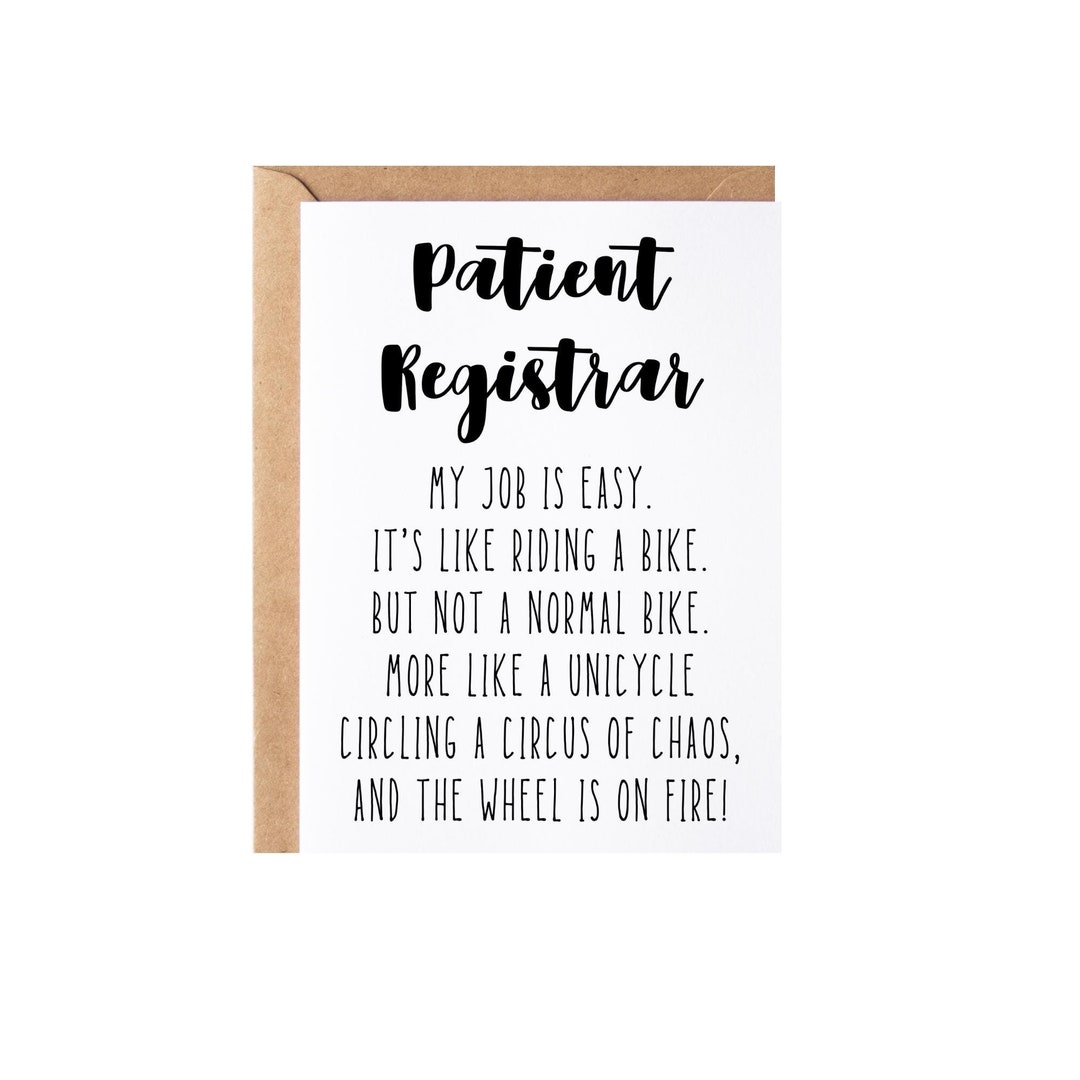 Patient Registrar Gift, Card | Funny Patient Registrar Thank You ...