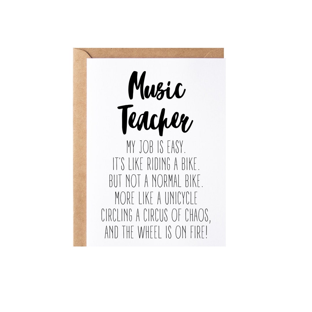 Music Teacher Gift, Card | Funny Music Teacher Thank You Appreciation ...