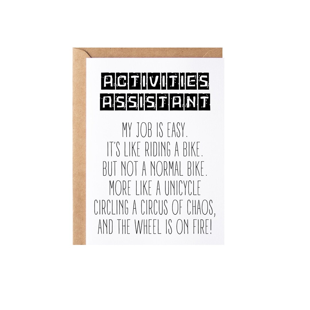 Activities Assistant Gift, Card | Activities Assistant Thank You ...