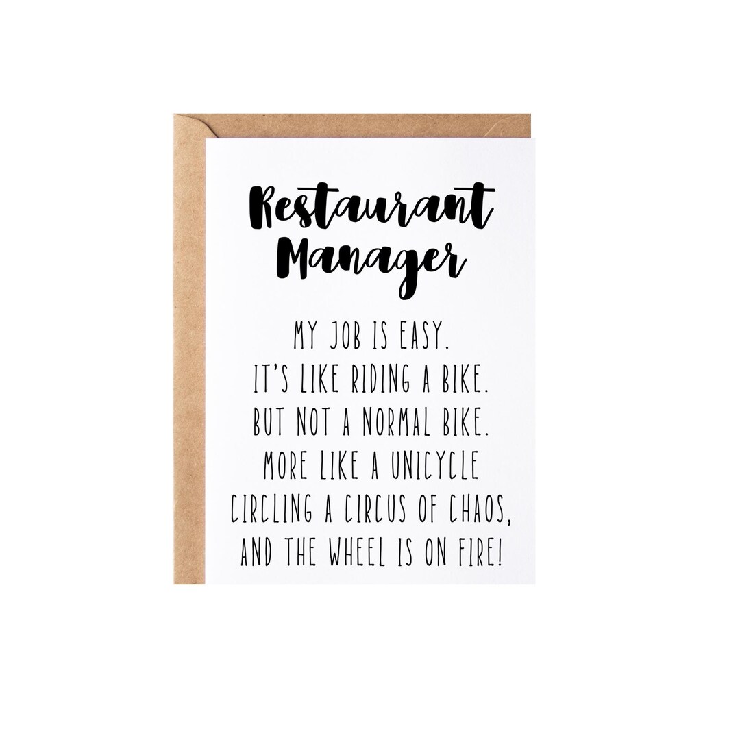 Restaurant Manager Gift, Card | Funny Restaurant Manager Thank You ...