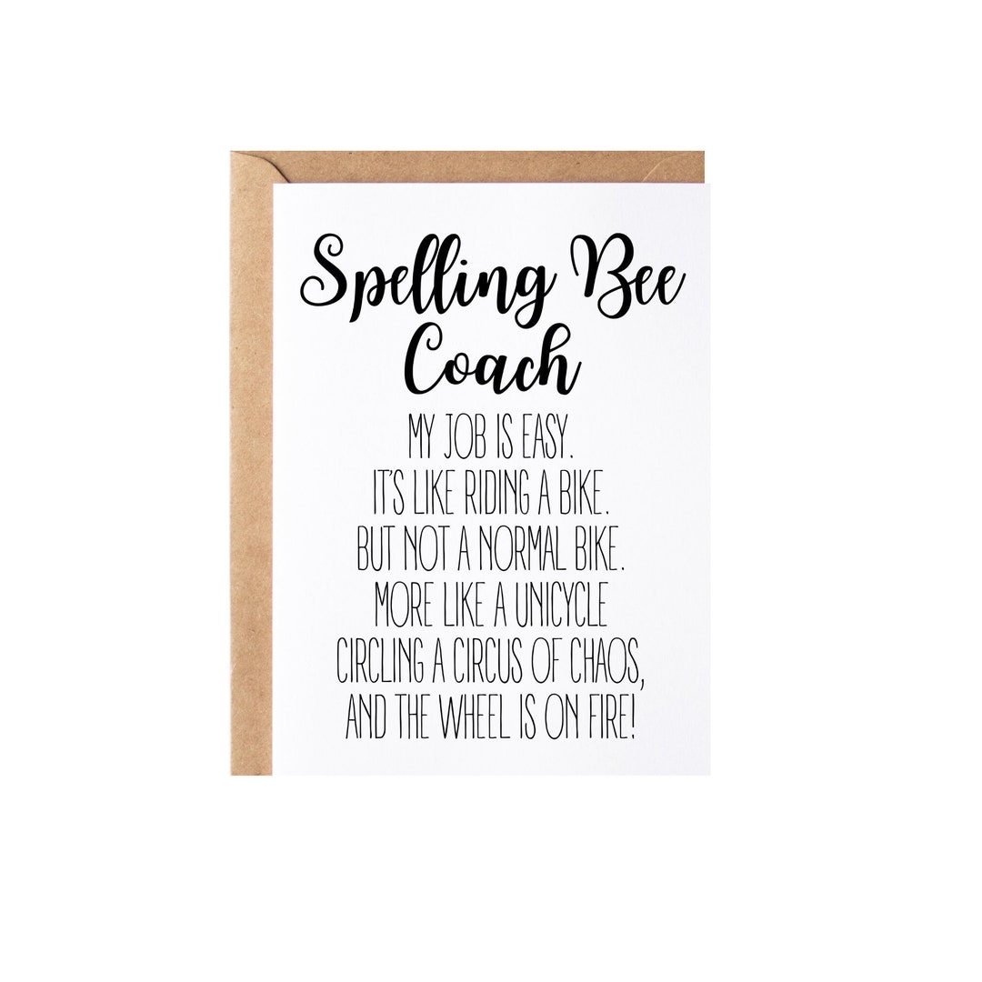 Spelling Bee Coach Gift, Funny Card | Spelling Bee Coach Thank You Gift ...