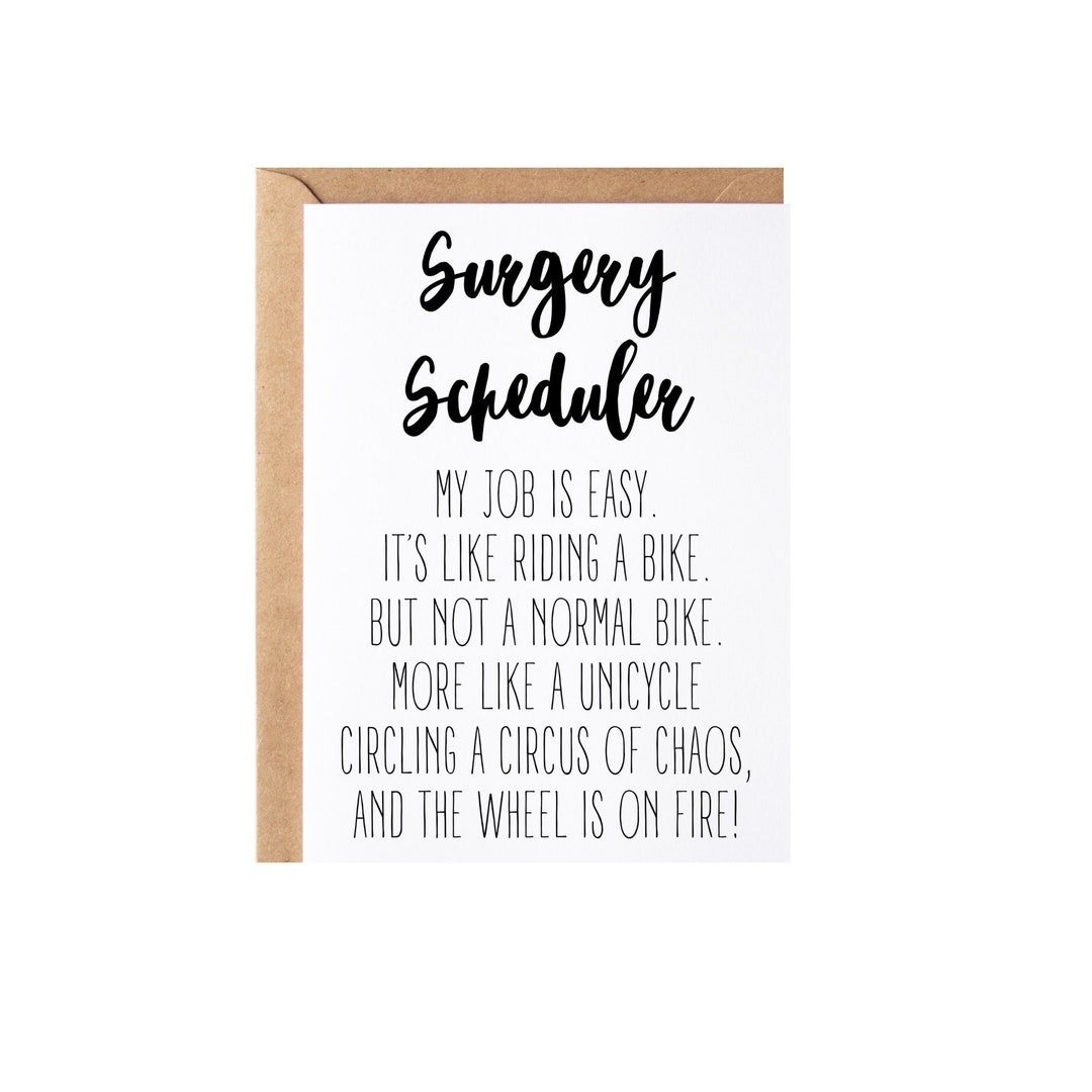 Surgery Scheduler Gift, Card | Funny Surgery Scheduler Appreciation ...