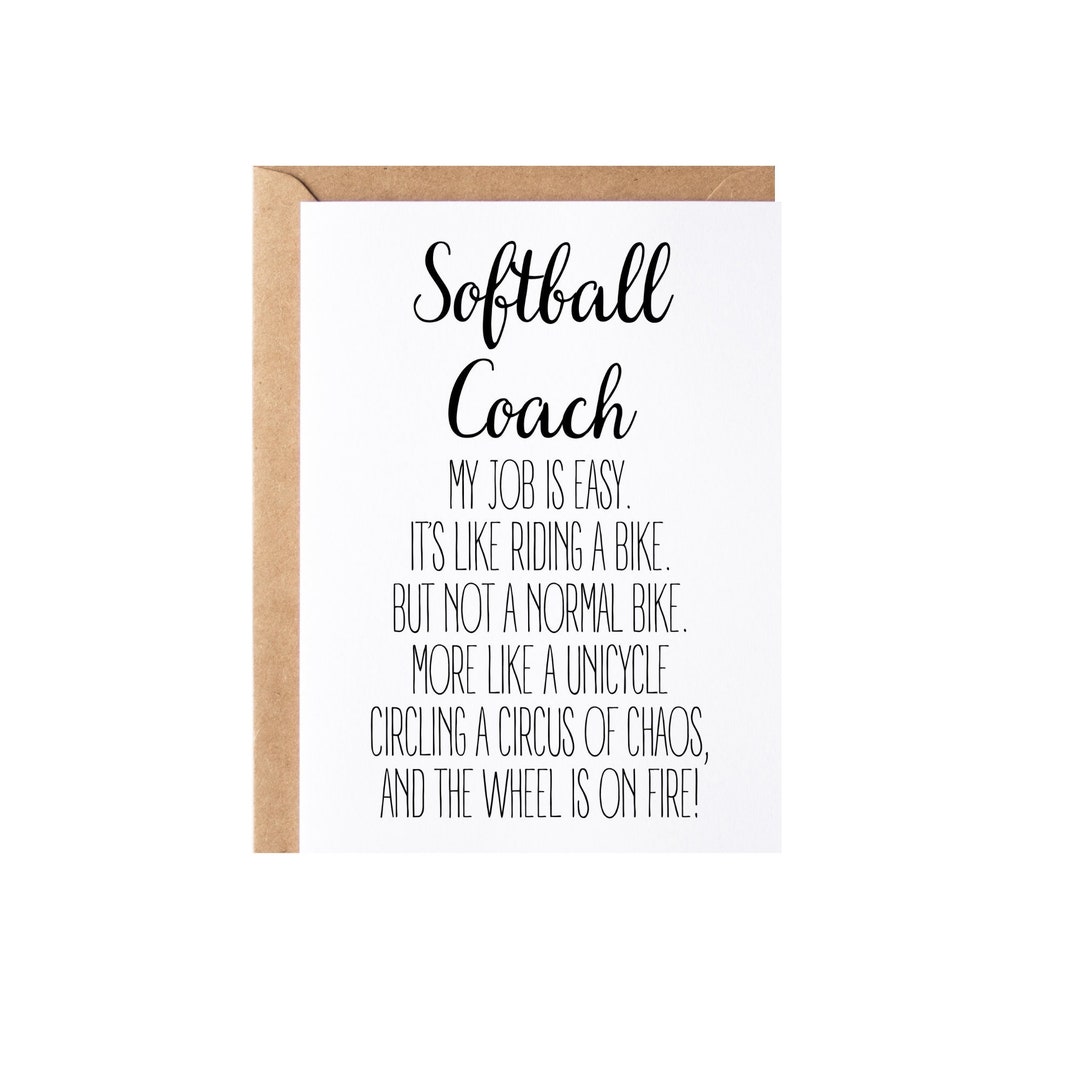 Softball Coach Gift, Funny Card | Softball Coach Thank You Gift Idea ...