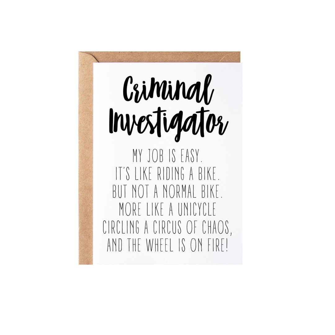 Criminal Investigator Gift, Card | Funny Criminal Investigation Thank ...