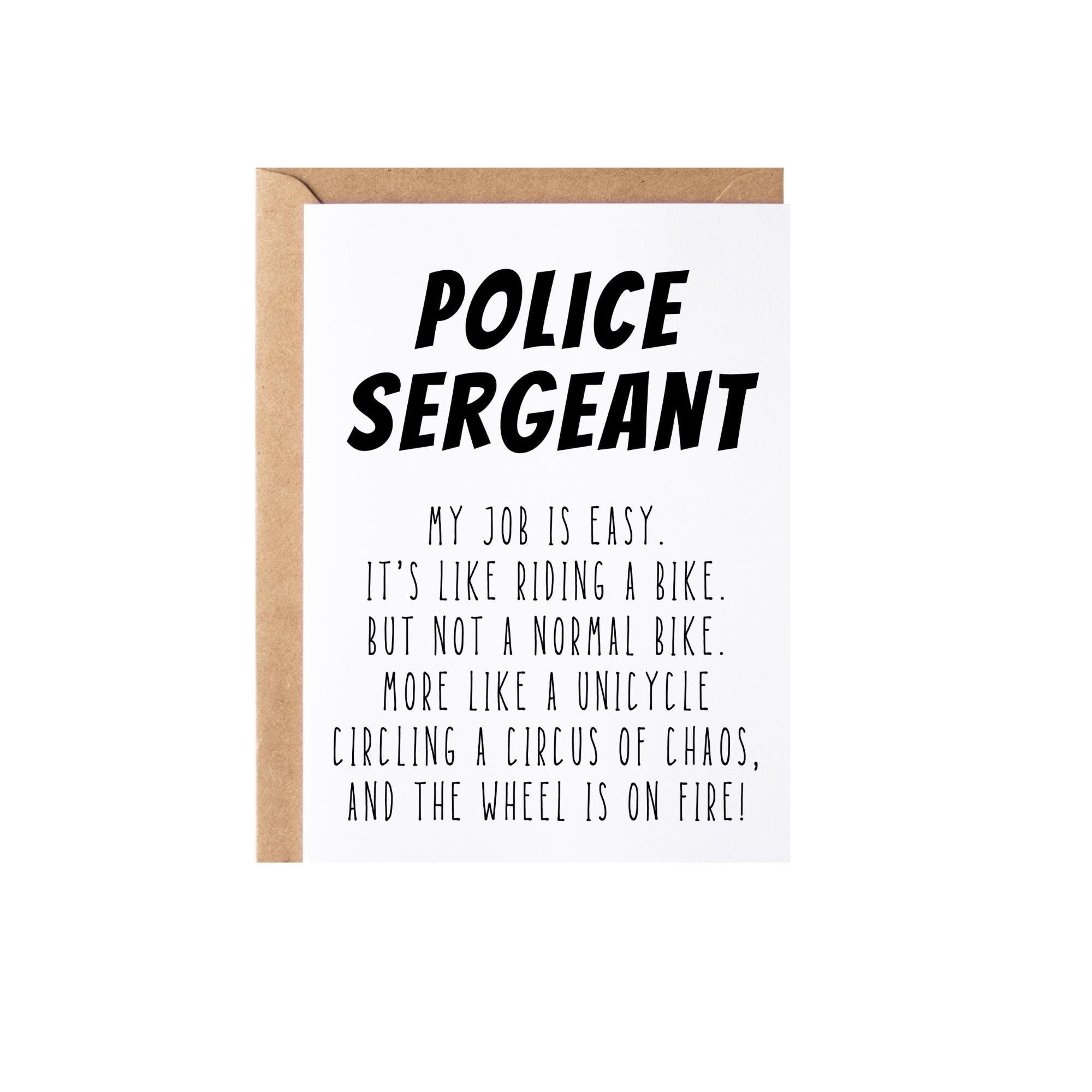 Police Sergeant Gift, Card | Funny Police Sergeant Thank You ...