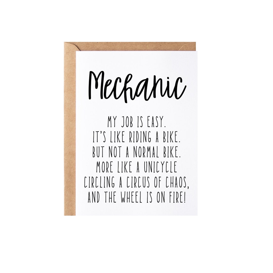 Mechanic Gift, Card | Funny Automobile Mechanic Thank You Present Idea ...