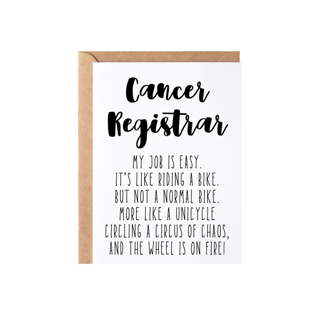 Cancer Registrar Gift, Card | Funny Cancer Registrar Thank You ...