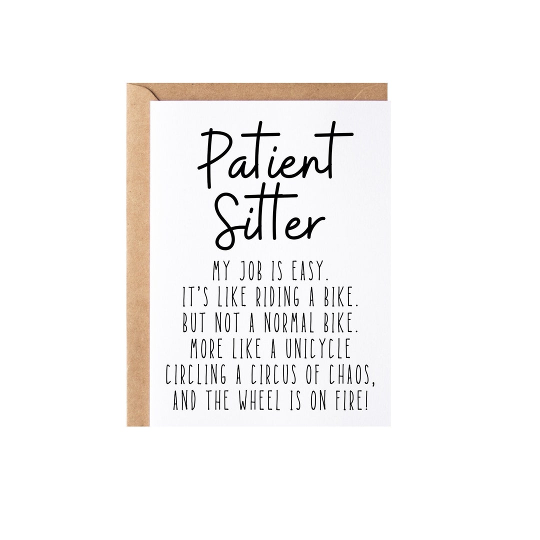 Patient Sitter Gift, Card | Funny Patient Sitter Thank You Appreciation ...