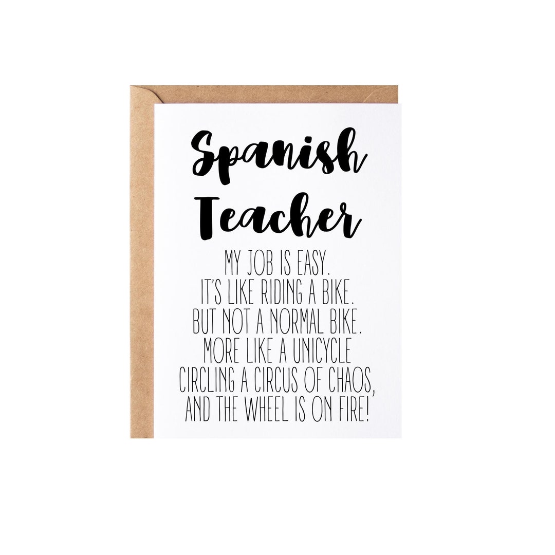 Spanish Teacher Gift, Card | Funny Spanish Teacher Thank You ...