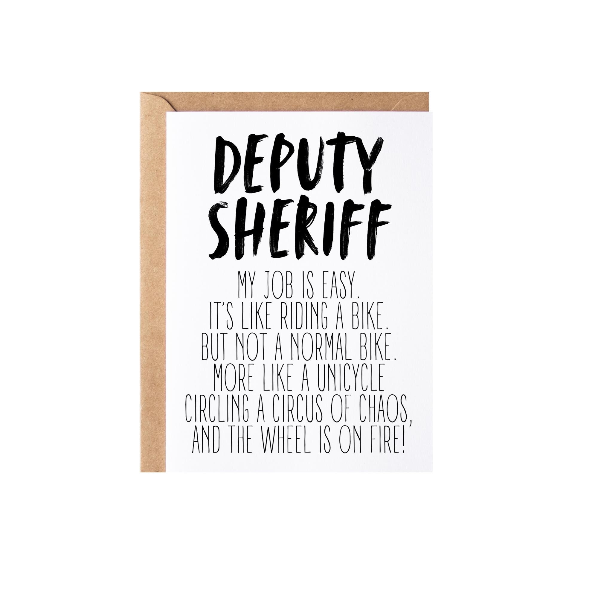 Deputy Sheriff Gift, Card | Funny Deputy Sheriff Thank You Appreciation ...