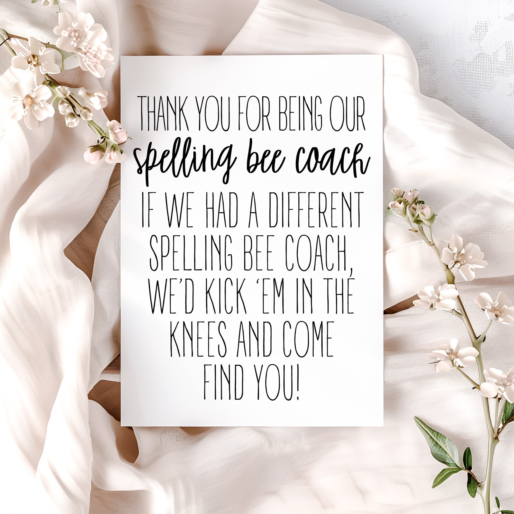 Spelling Bee Coach Gift, Funny Card | Spelling Bee Coach Thank You Gift ...