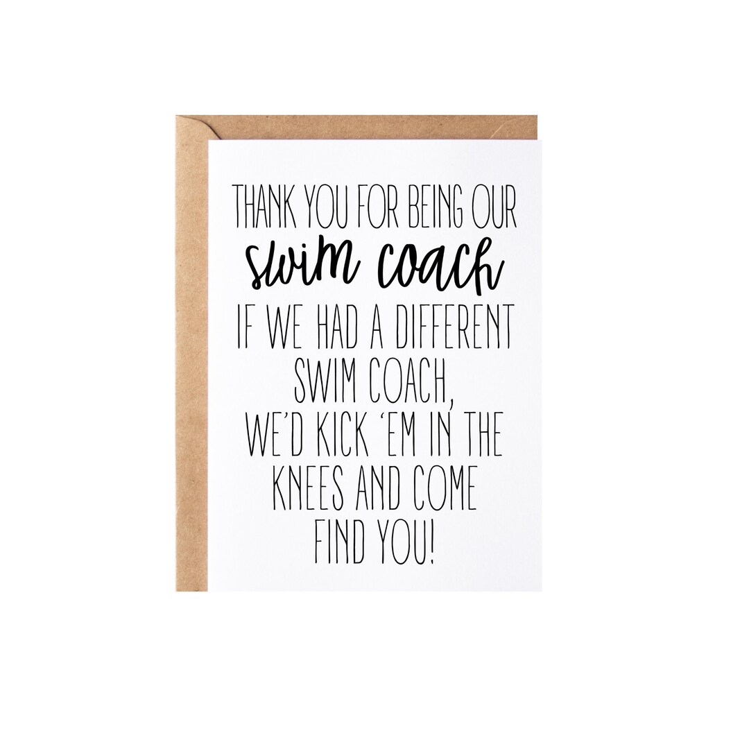 Swim Coach Gift, Funny Card | Swimming Coach Thank You Gift Idea for ...