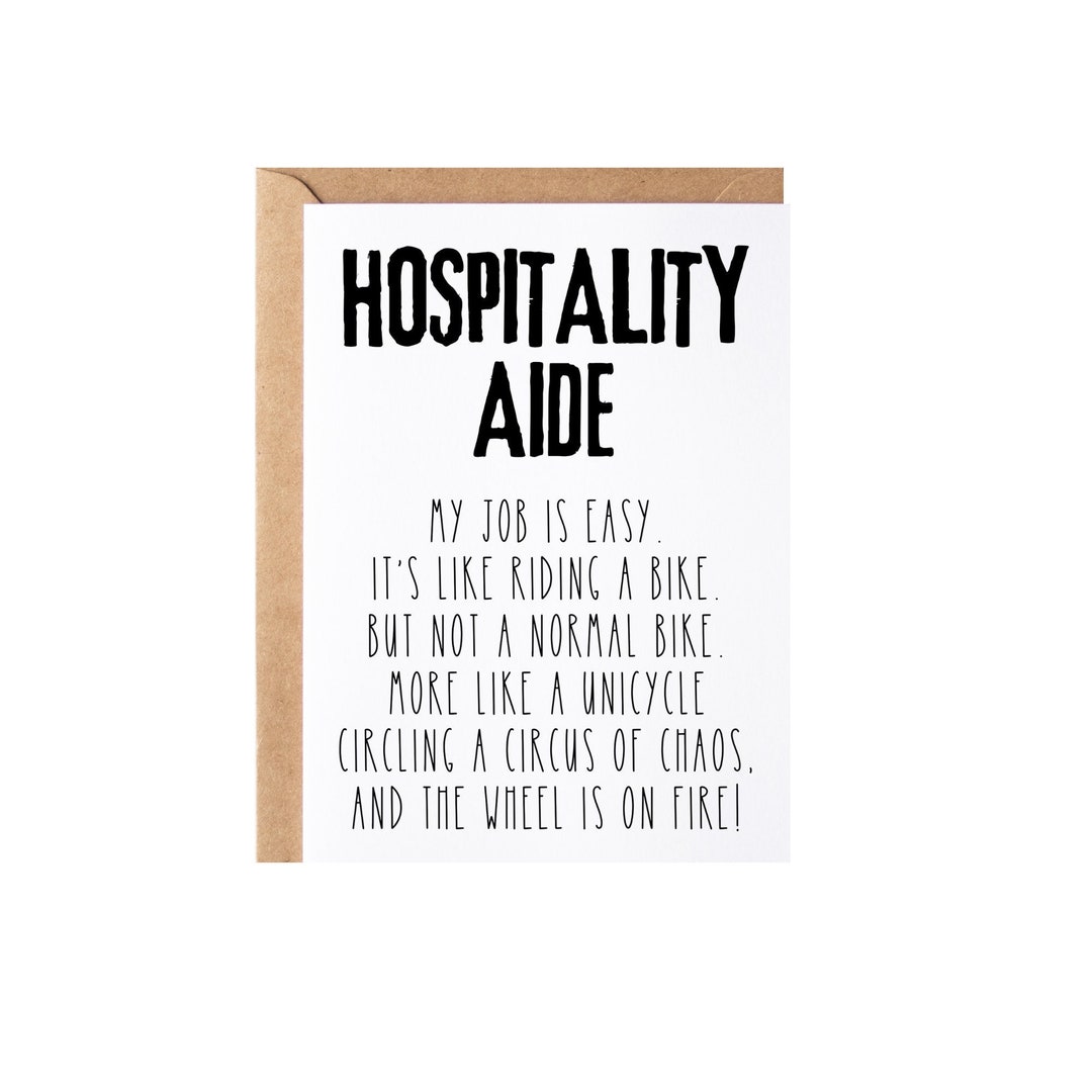 Hospitality Aide Gift, Card | Funny Hospitality Aide Thank You ...
