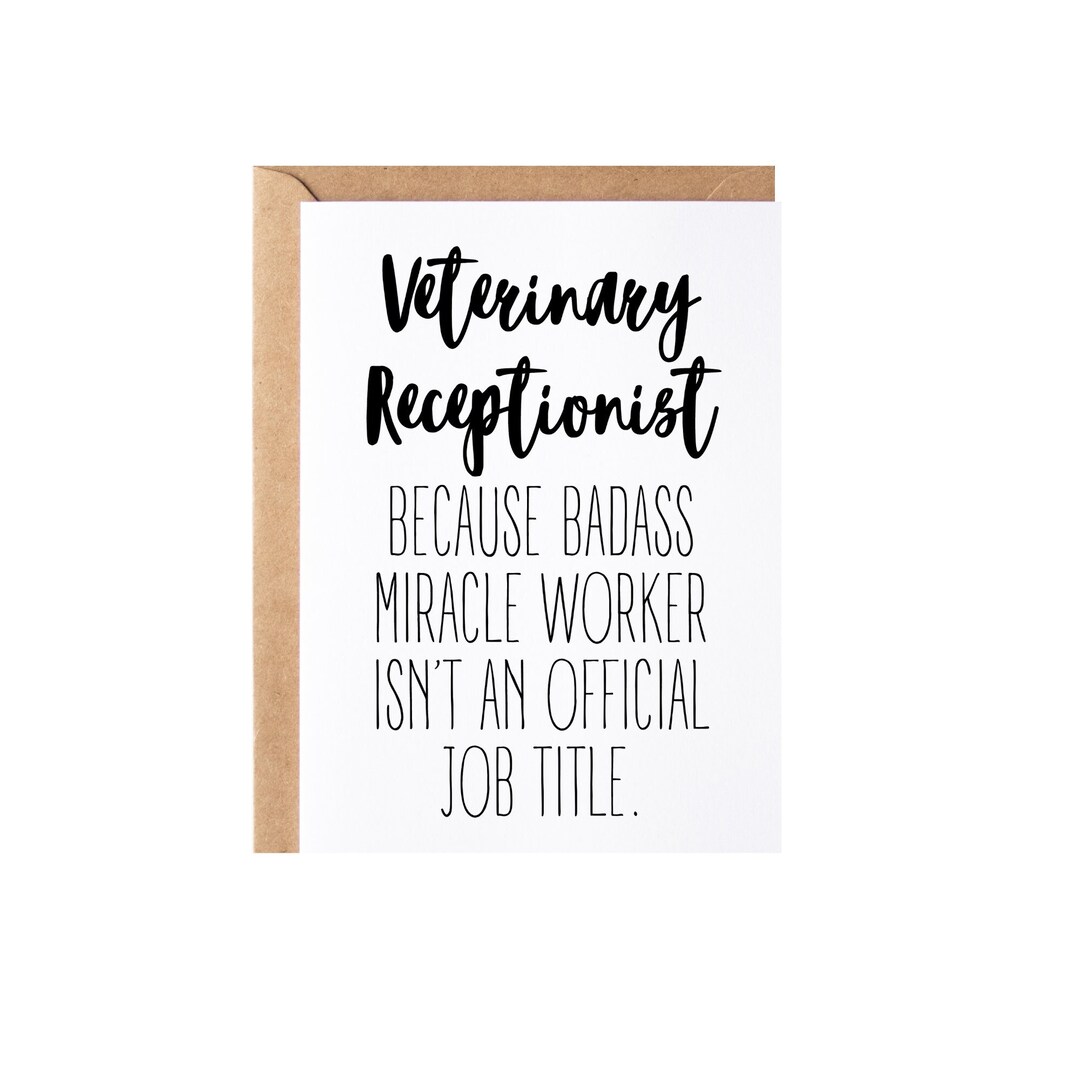 Veterinary Receptionist Gift, Card | Funny Vet Receptionist Week Gift ...