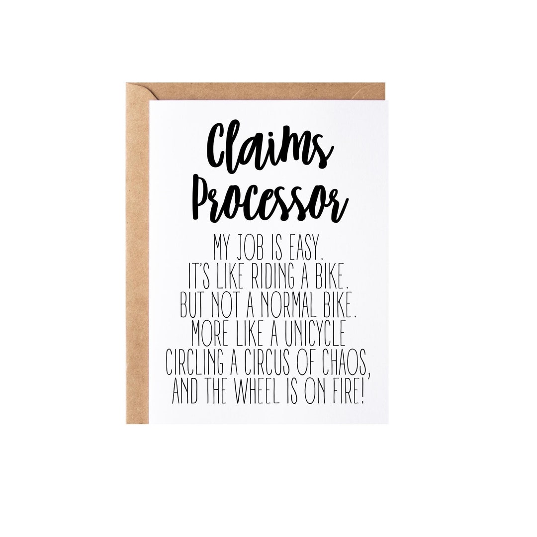 Claims Processor Gift, Card Funny Insurance Claims Processor Thank You ...