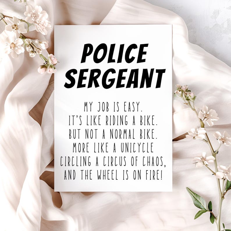 Police Sergeant Gift, Card | Funny Police Sergeant Thank You ...
