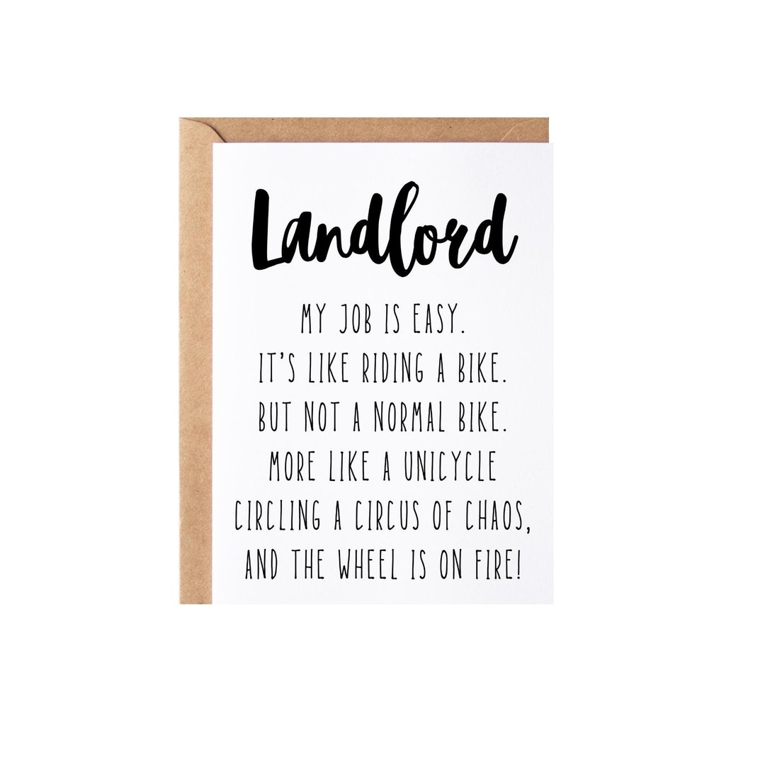 Landlord Gift, Card | Property Landlord Gift From Tenant, Funny Thank ...