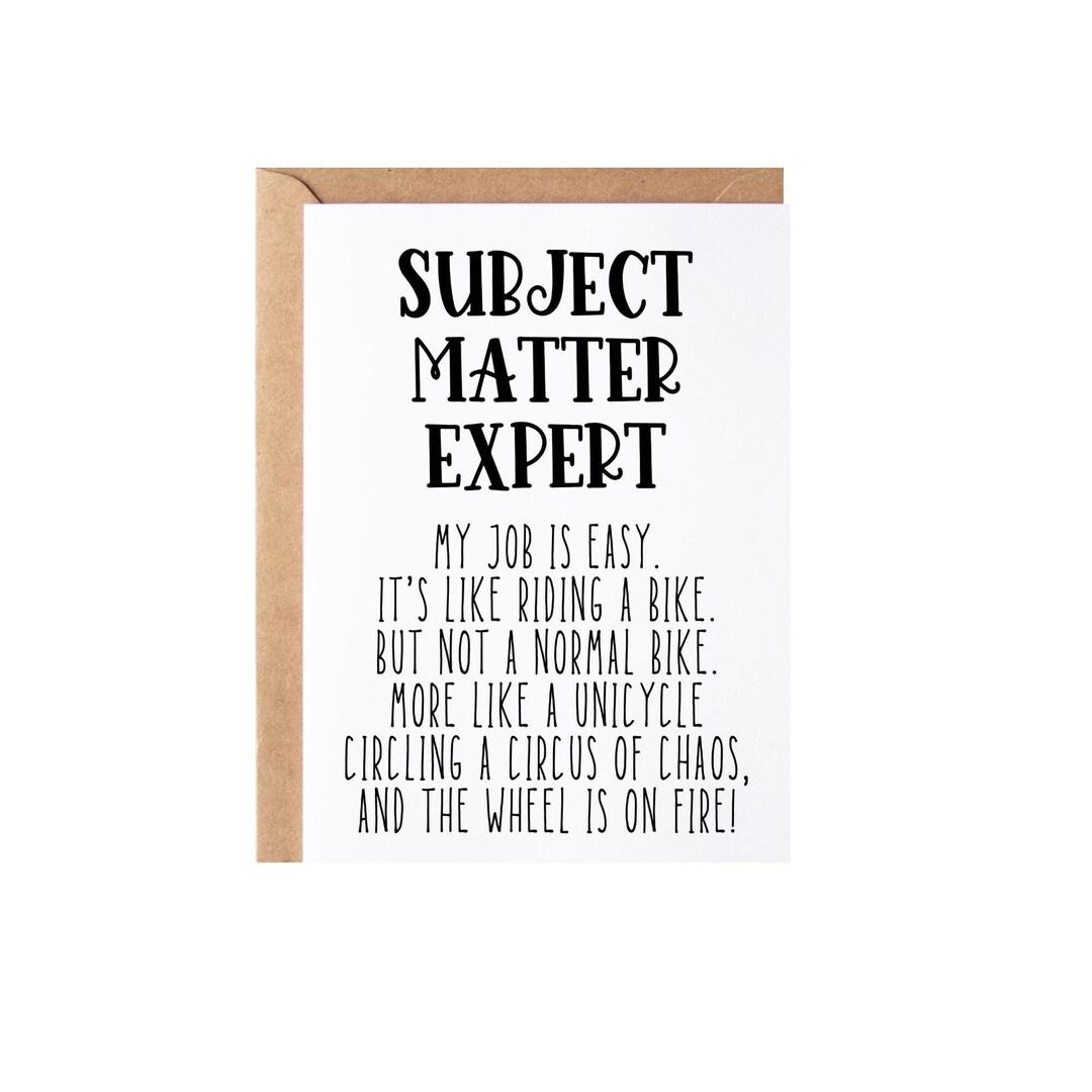 Subject Matter Expert Gift, Card | Funny Subject Matter Expert Thank ...