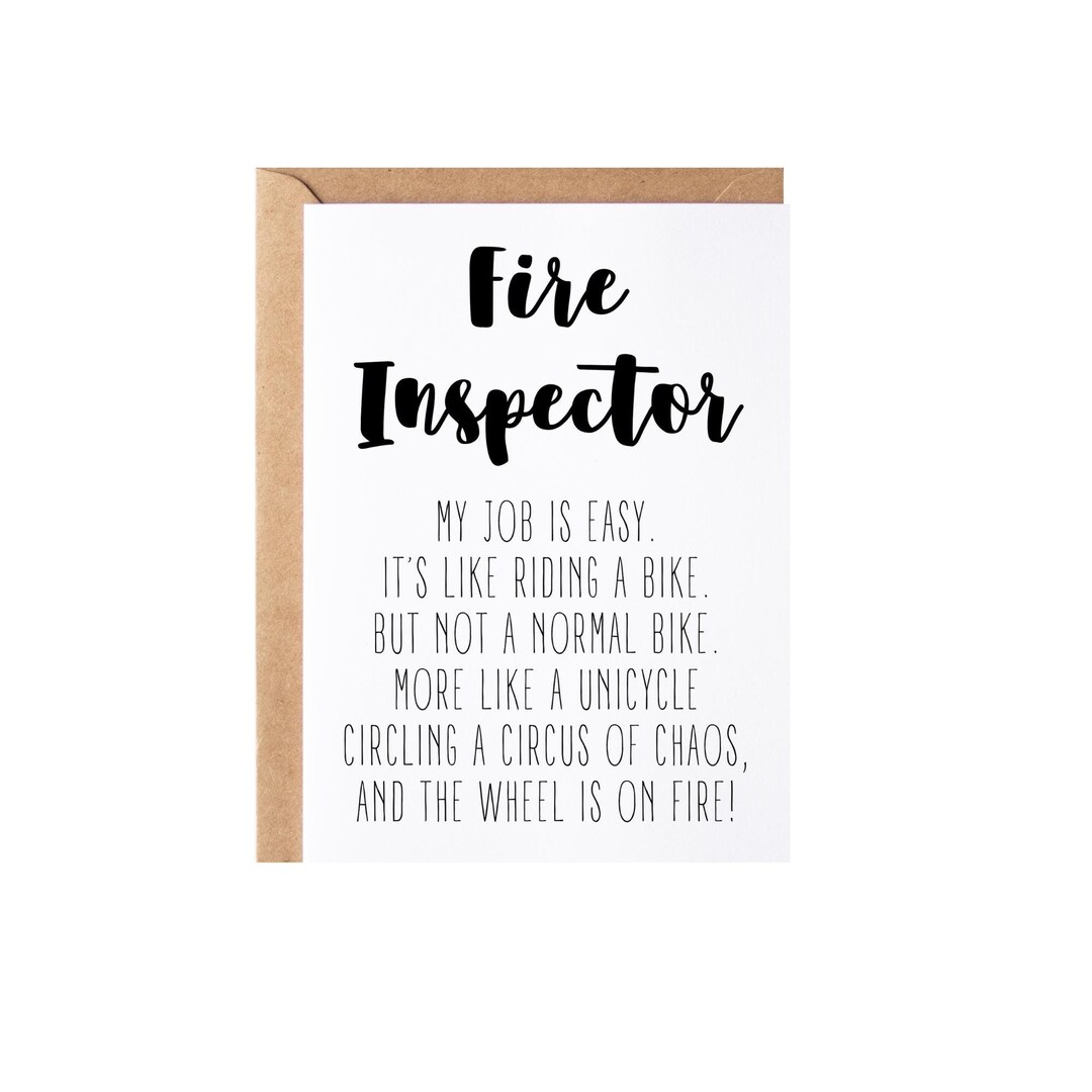 Fire Inspector Gift, Card | Funny Fire Inspector Thank You Appreciation ...