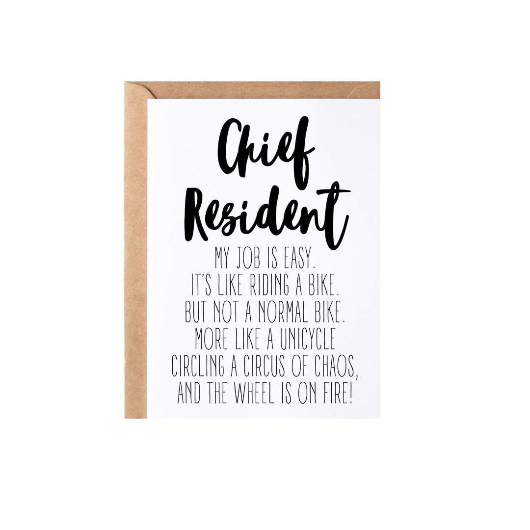 Chief Resident Gift, Card | Funny Chief Resident Present Idea, Chief ...