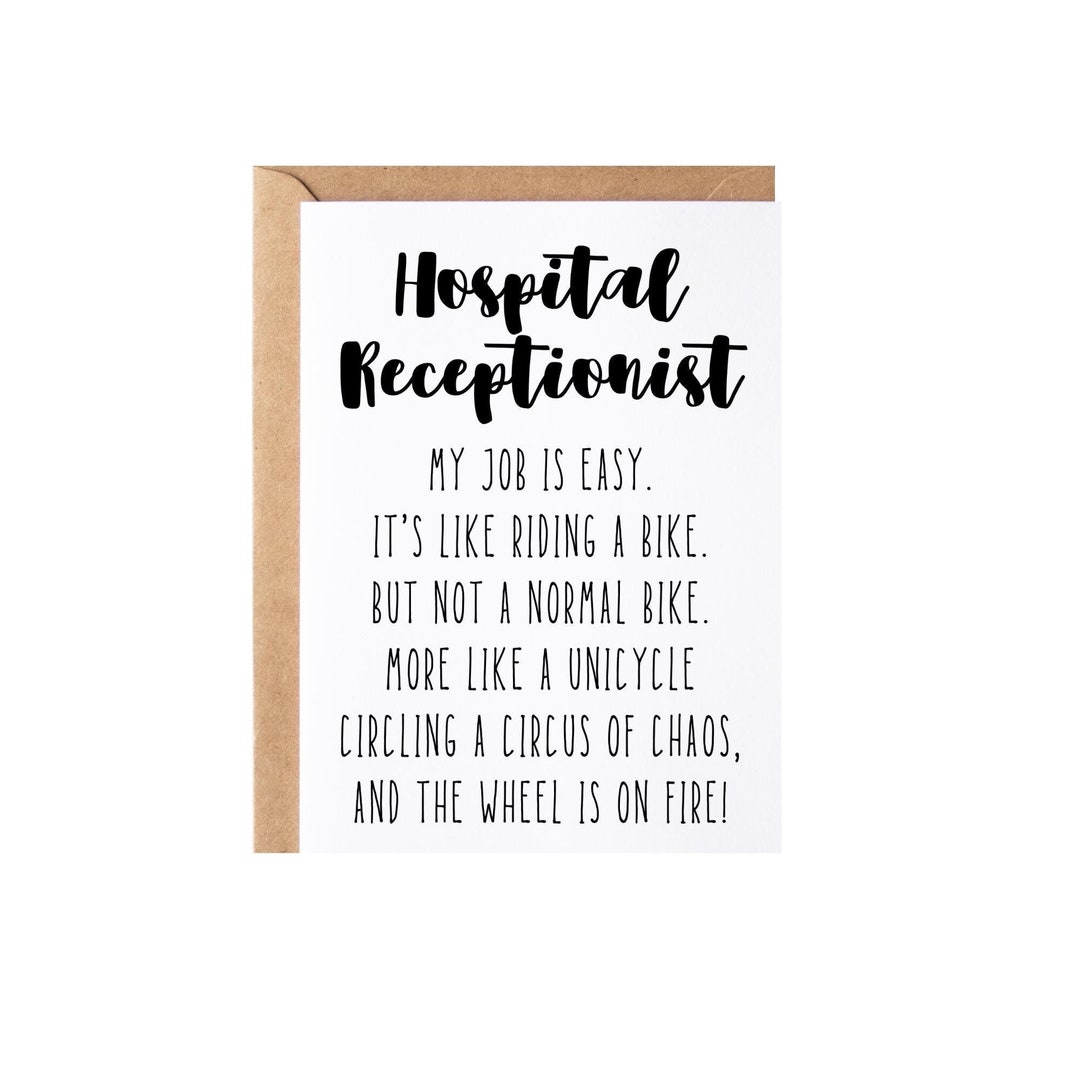 Hospital Receptionist Gift, Card | Funny Hospital Receptionist Thank ...