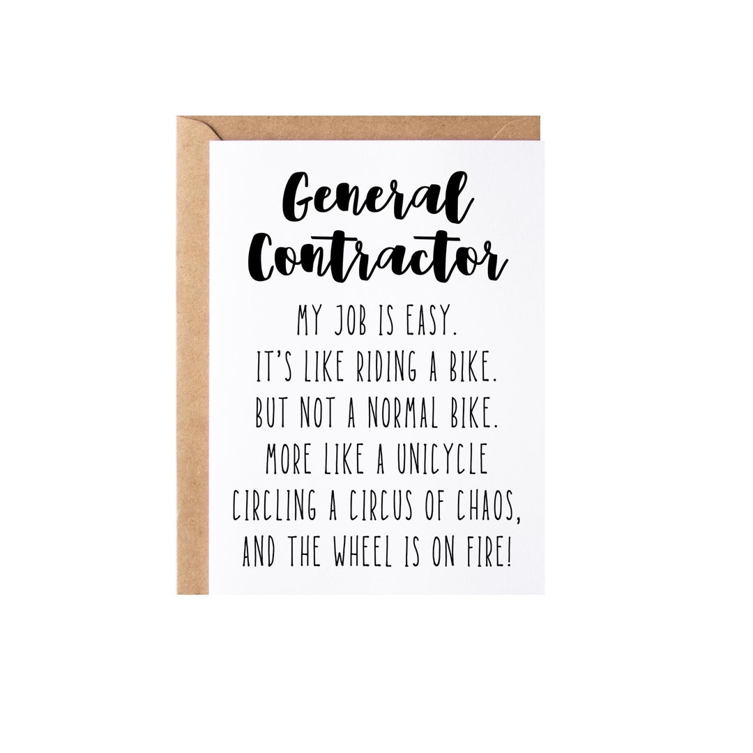 General Contractor Gift, Card | Funny General Contractor Thank You ...