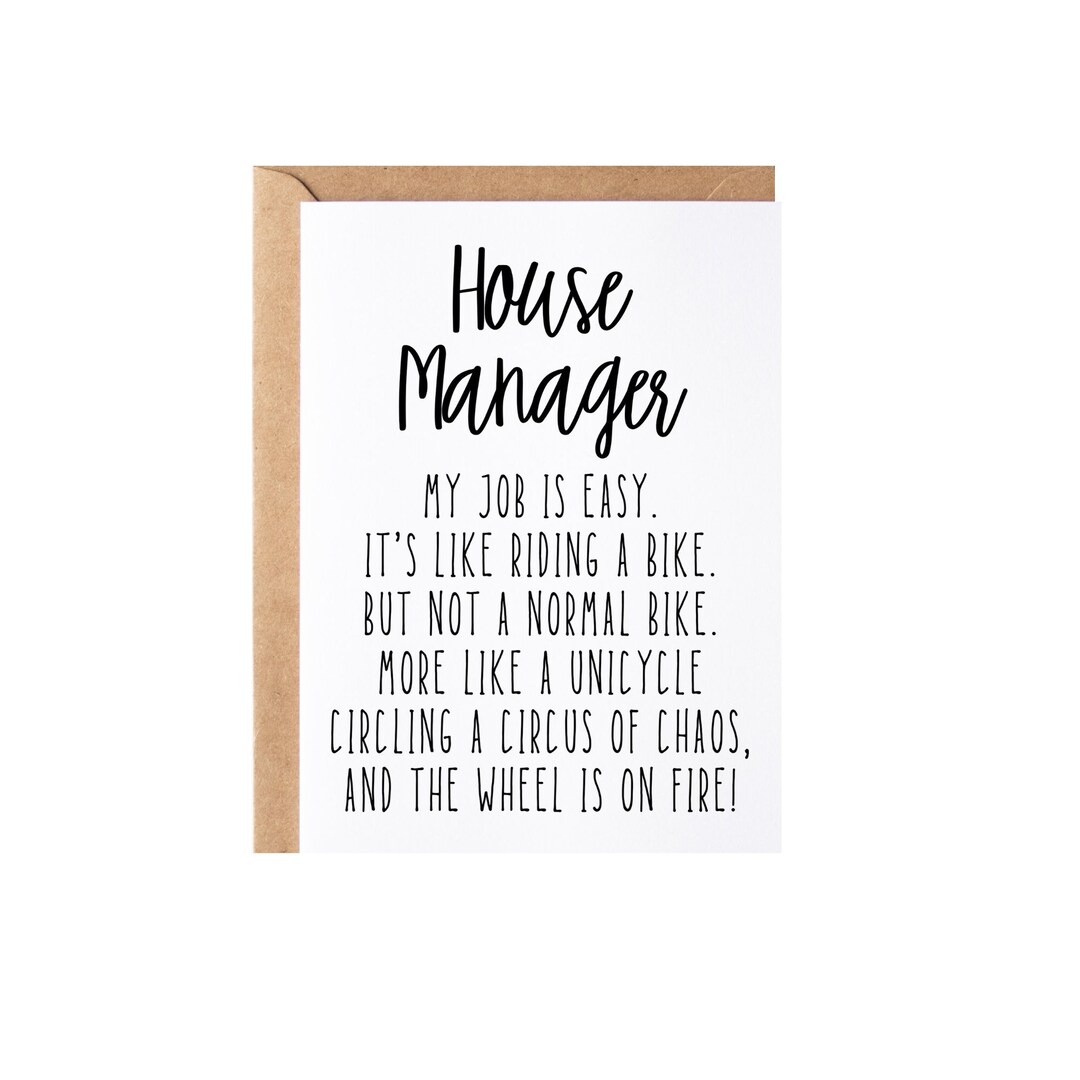 House Manager Gift, Card | Funny House Management Thank You ...