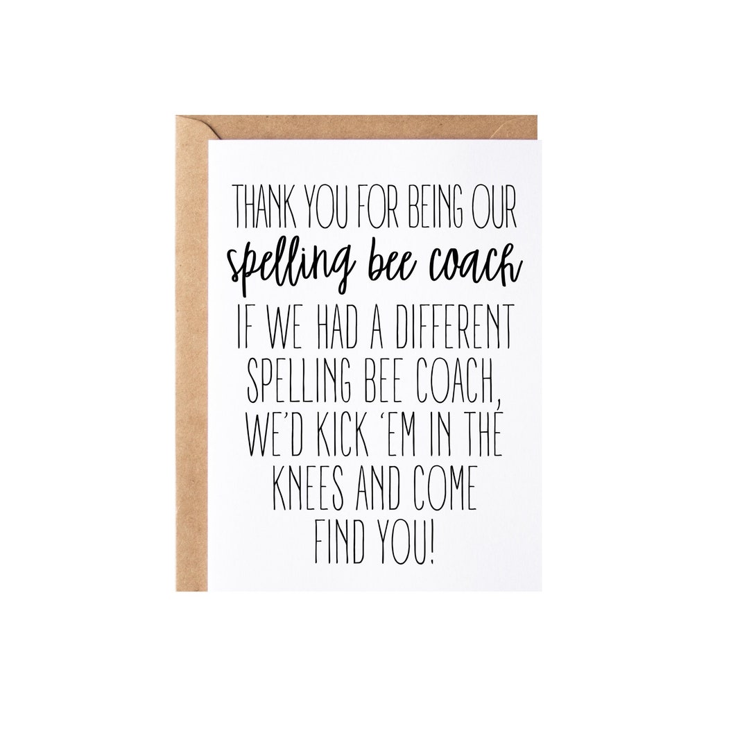 Spelling Bee Coach Gift, Funny Card | Spelling Bee Coach Thank You Gift ...