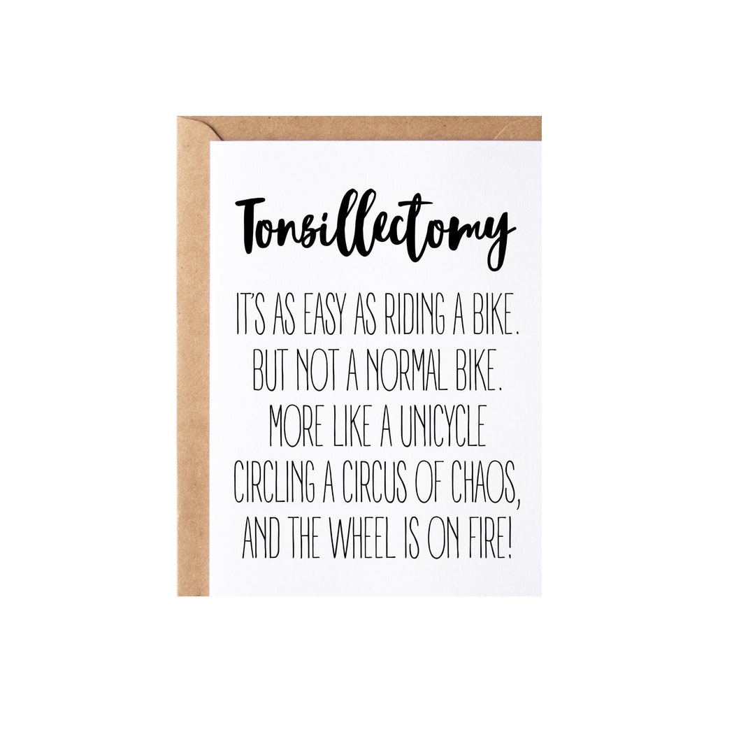 Tonsillectomy Surgery Card, Tonsil Surgery Recovery Gift Idea | Get ...