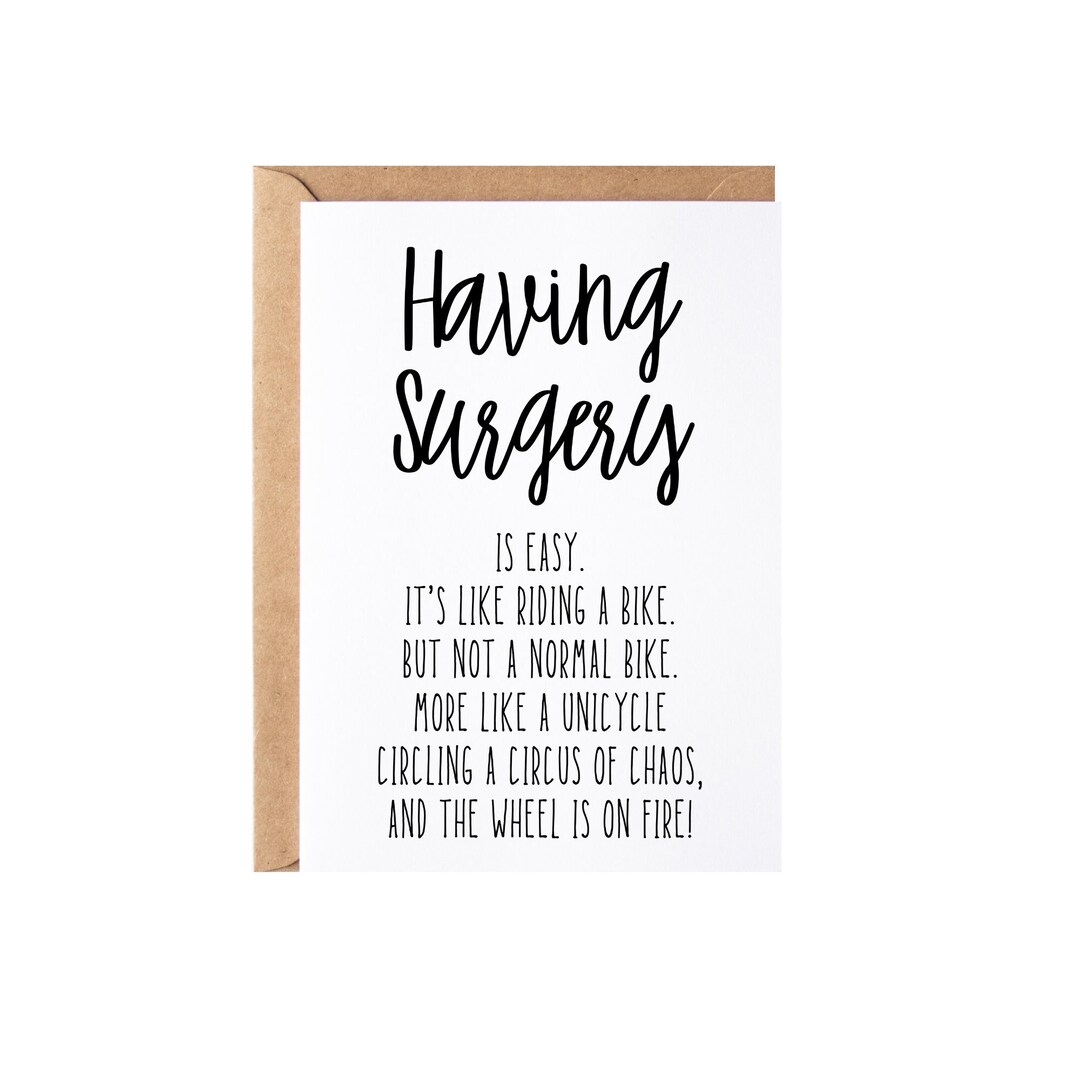 Having Surgery Card, Surgery Recovery Gift Idea | Funny Get Well Feel ...