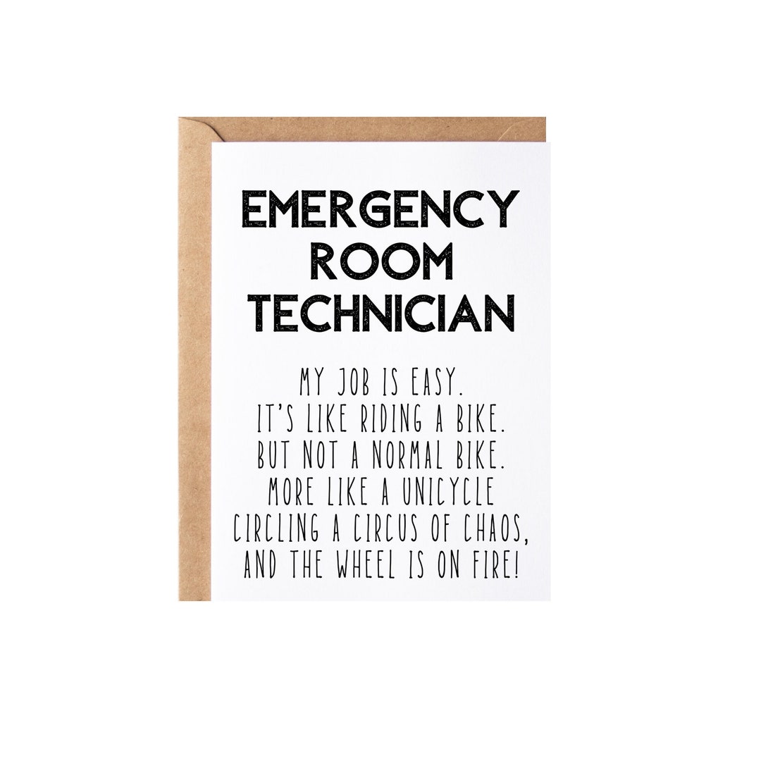 Emergency Room Tech Gift, Card | Funny Emergency Room Technician Thank ...