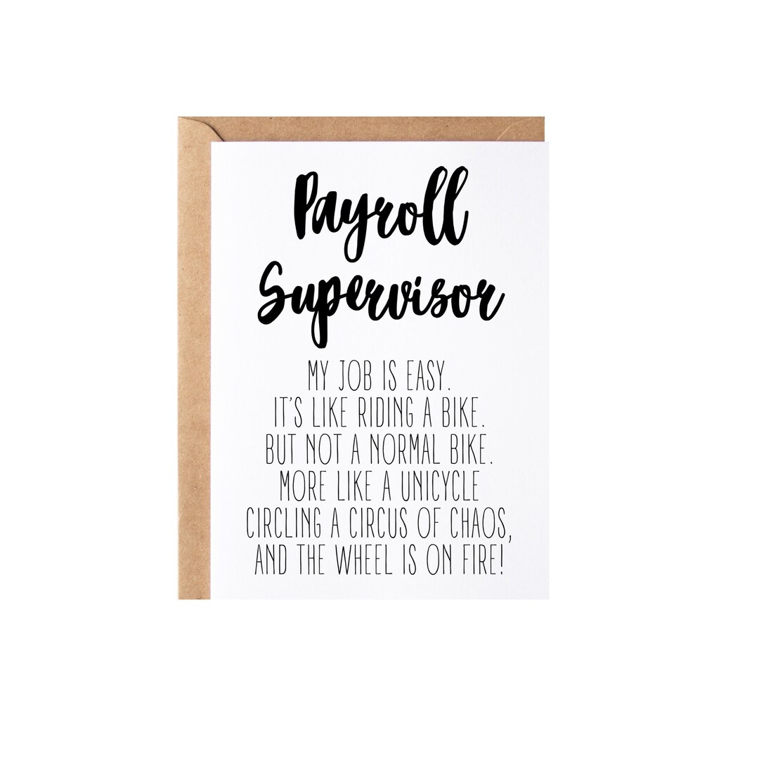 Payroll Supervisor Gift, Card | Funny Payroll Supervisor Thank You ...