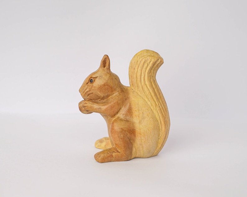 Wooden Squirrel Statue 3 Inch / 7cm, Small, Hand Carved Sculpture, Wood ...