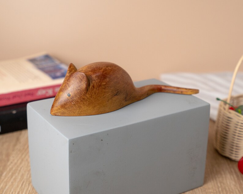 Mini Mouse Wooden Carving 2 Inch / 5 Cm High , Mouse Sculpture, Mouse ...