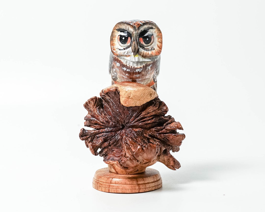 Wooden Owl 6 Inch / 15 Cm, Owl Wood Carving, Owl Figurine, Personalized ...