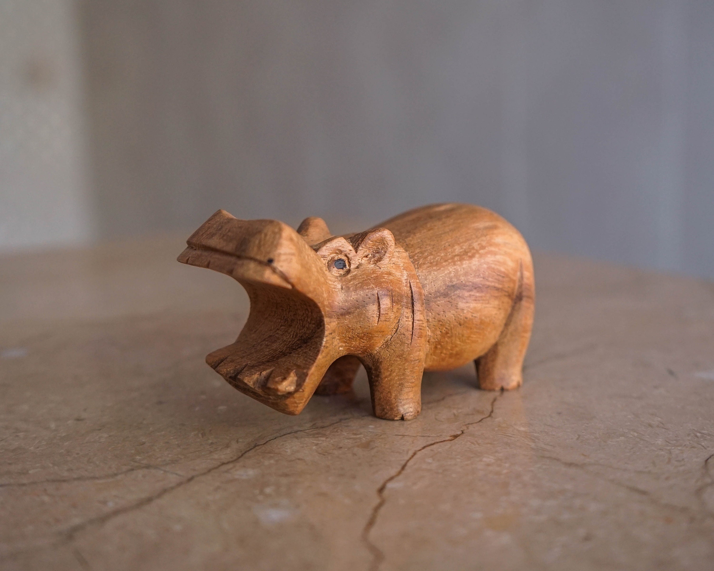 Wooden Hippo 3.5 Inch / 8cm Hand Carved Sculpture Wood - Etsy