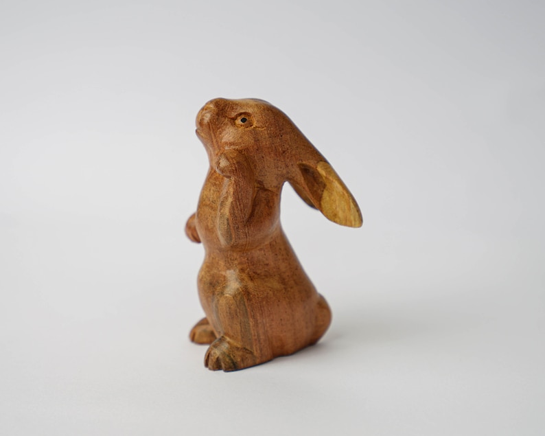 Rabbit Wood Statue 3.1 Inch / 7 Cm, Wood Carving, Figurine, Home Decor ...