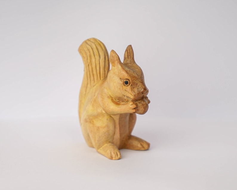 Wooden Squirrel Statue 3 Inch / 7cm, Small, Hand Carved Sculpture, Wood ...