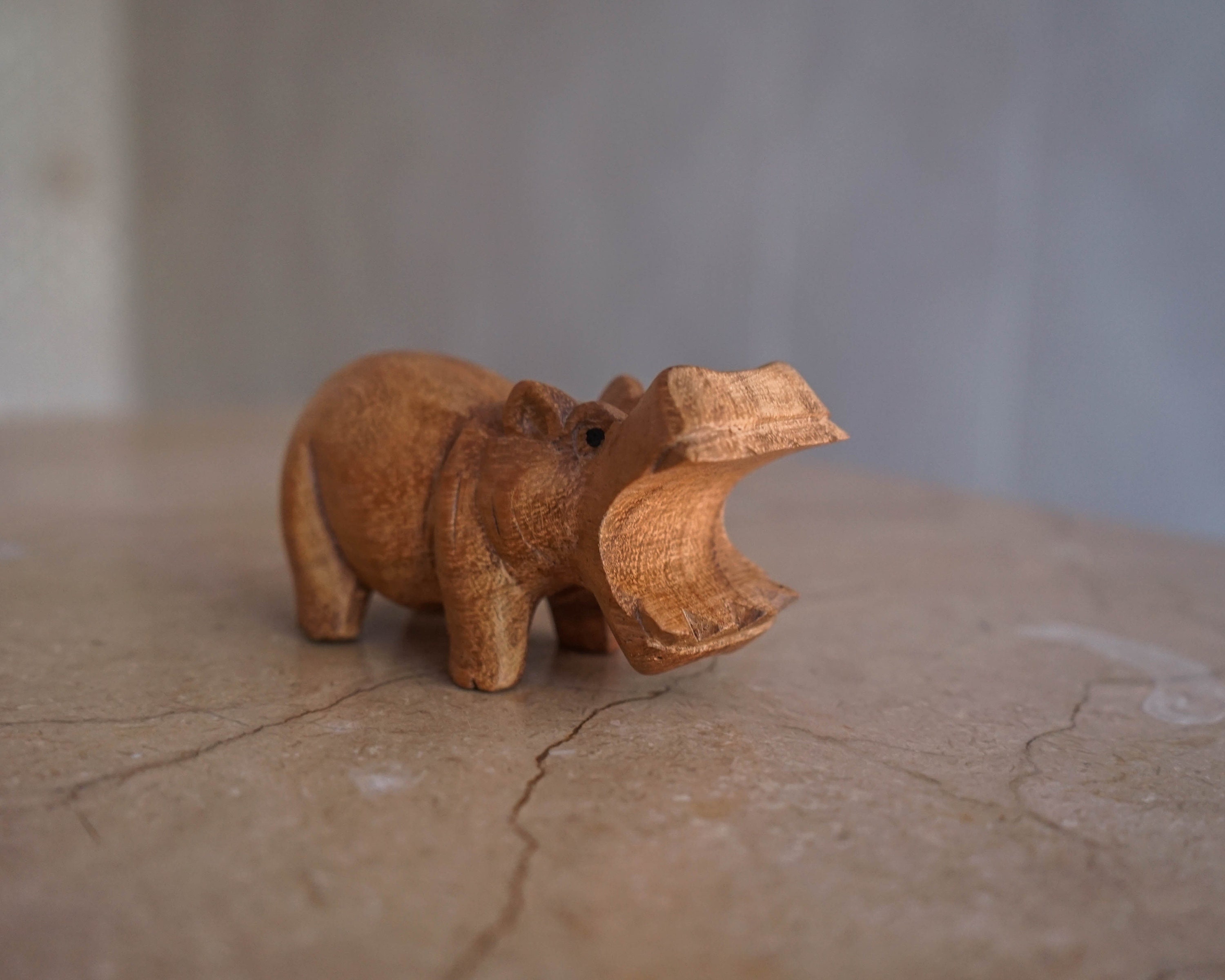 Wooden Hippo 3.5 Inch / 8cm Hand Carved Sculpture Wood - Etsy