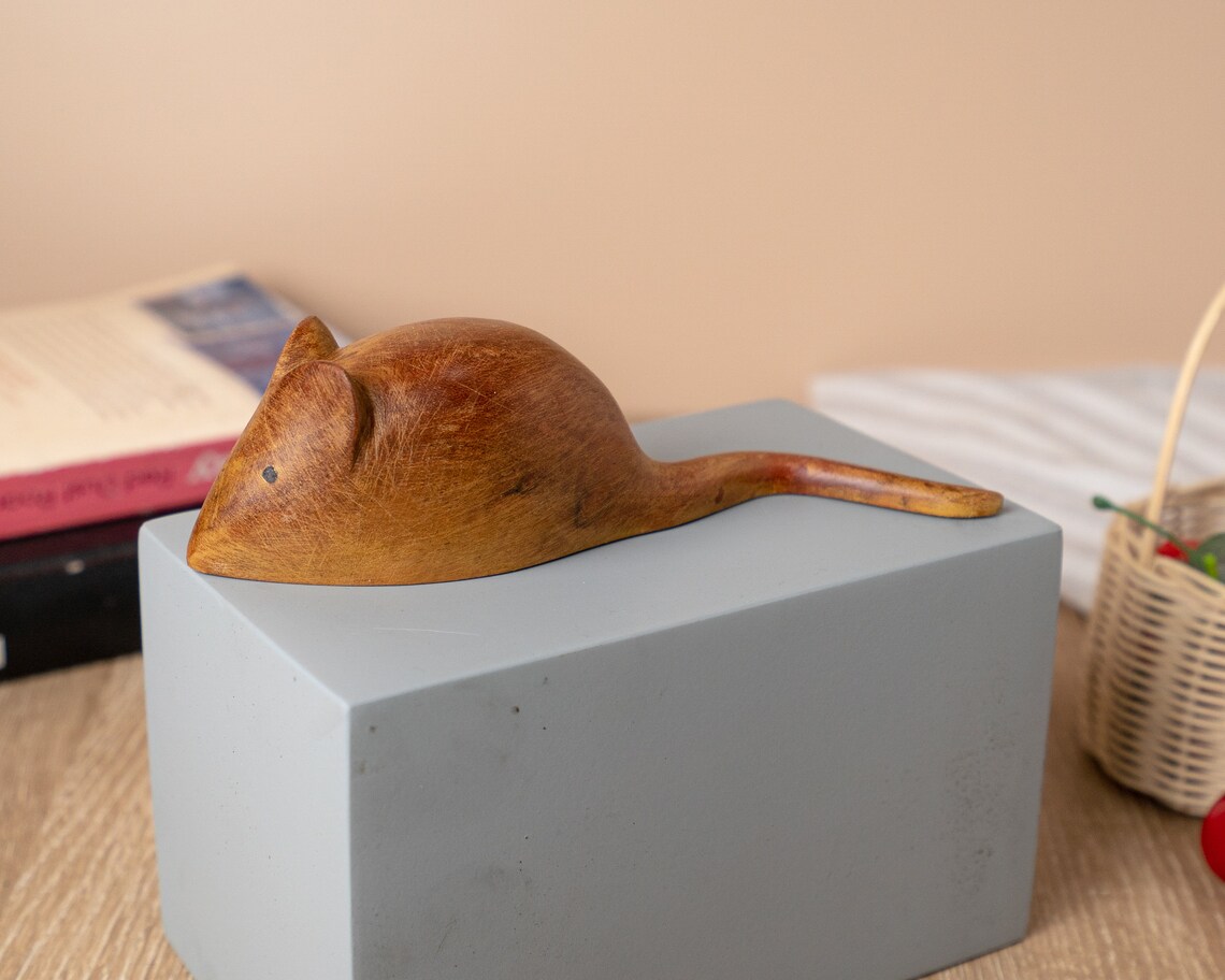 Mini Mouse Wooden Carving 2 Inch / 5 Cm High , Mouse Sculpture, Mouse ...