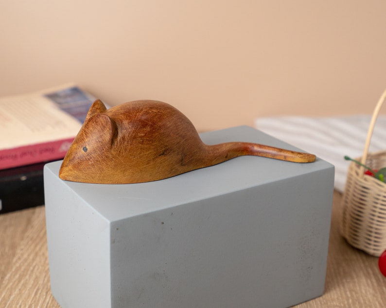 Mini Mouse Wooden Carving 2 Inch / 5 Cm High , Mouse Sculpture, Mouse ...