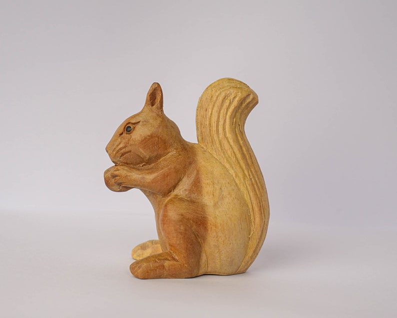 Wooden Squirrel Statue 3 Inch / 7cm, Small, Hand Carved Sculpture, Wood ...