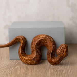 2 Size - Wooden Rattle Snake, Rattlesnake Carving, Wood Carving ...