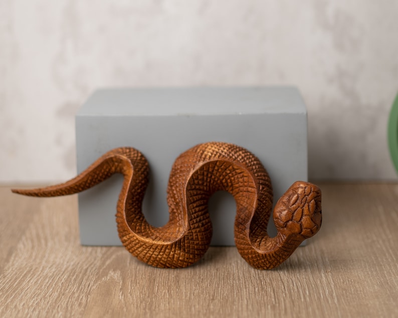2 Size - Wooden Rattle Snake, Rattlesnake Carving, Wood Carving ...