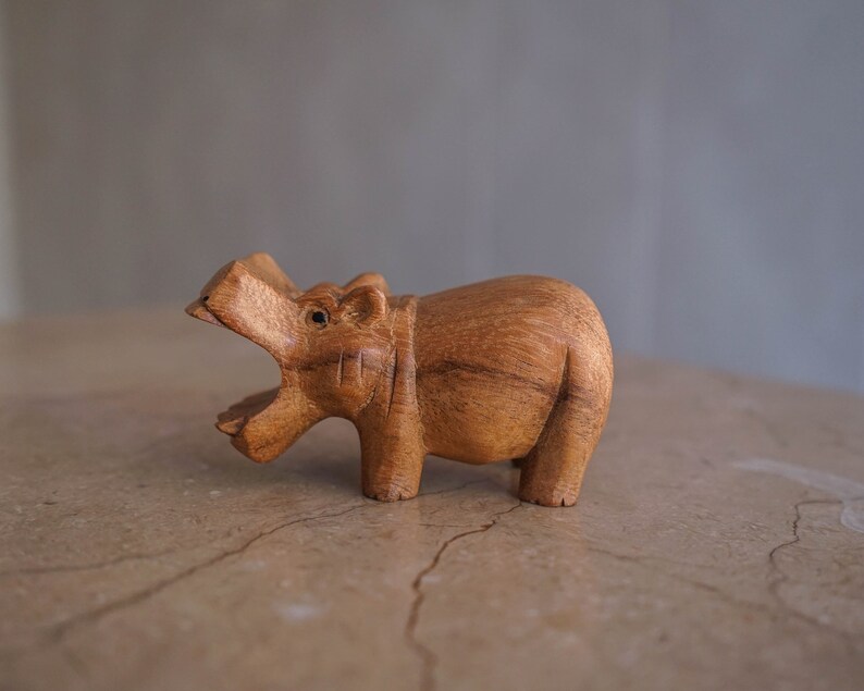 Wooden Hippo 3.5 Inch / 8cm Hand Carved Sculpture Wood - Etsy