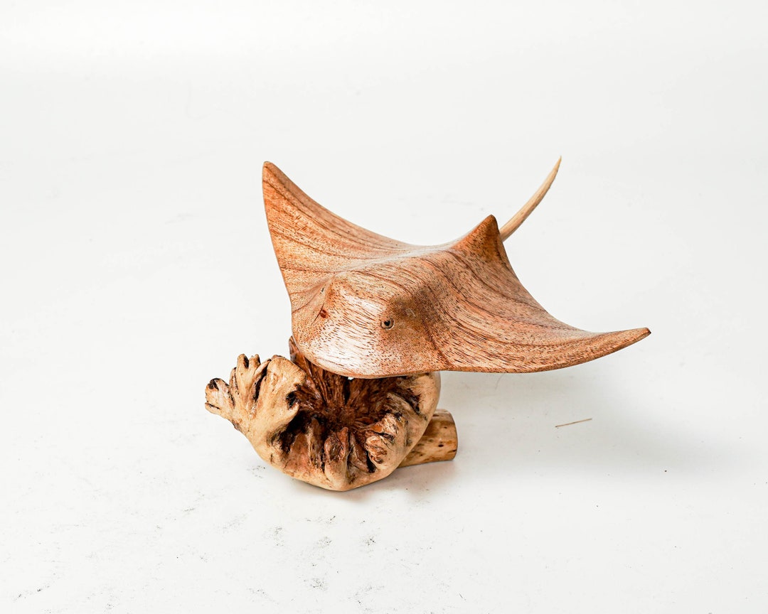 Wooden Manta Ray 4 Inch / 10 Cm, Table Decor, Table Statue, Nature ...