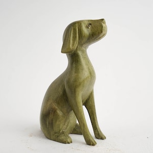 Dog Sitting 4 Inch / 10 Cm , Wood Statue, Wood Carving, Figurine, Home ...