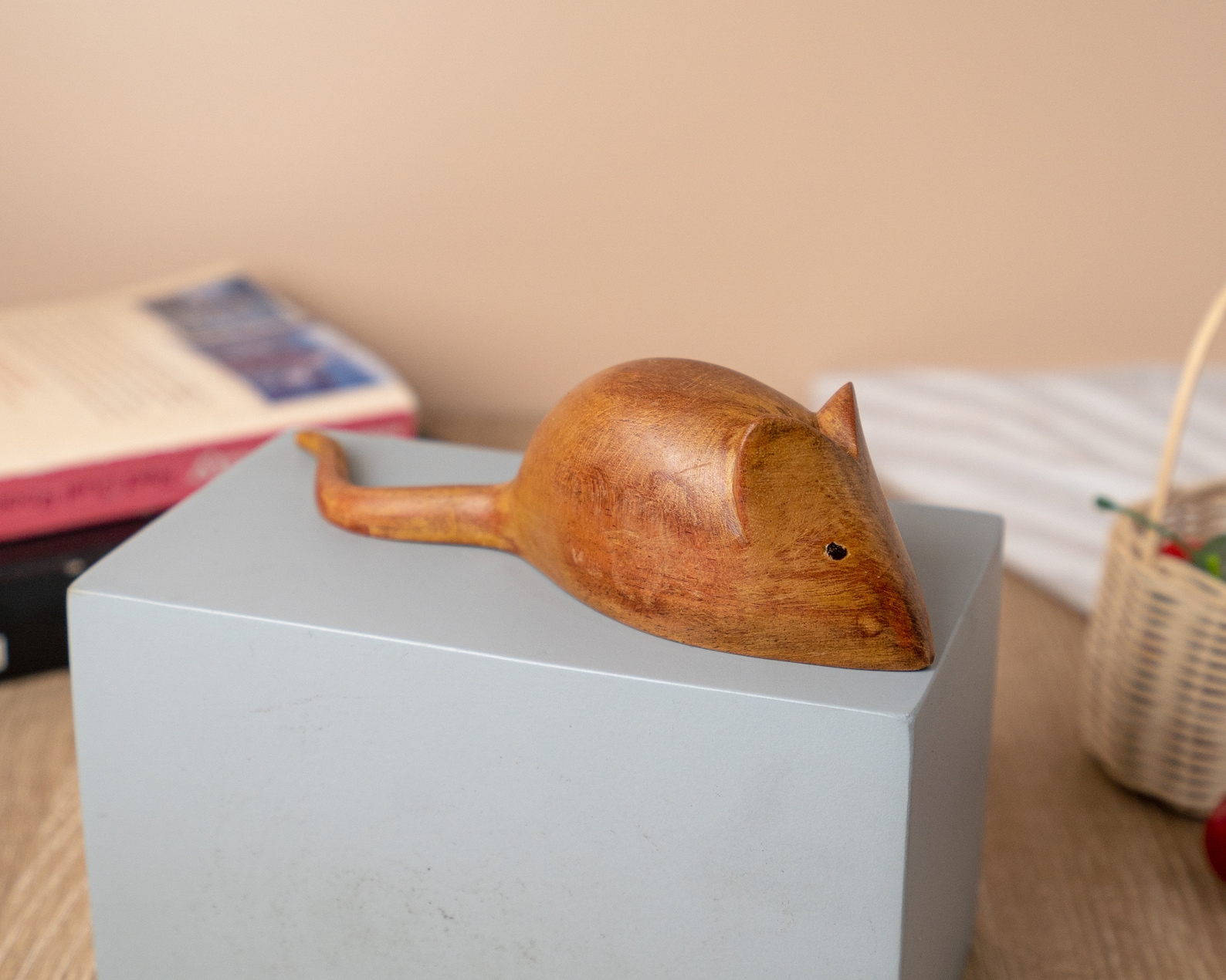 Mini Mouse Wooden Carving 2 Inch / 5 Cm High , Mouse Sculpture, Mouse ...