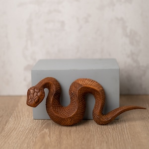 2 Size - Wooden Rattle Snake, Rattlesnake Carving, Wood Carving ...